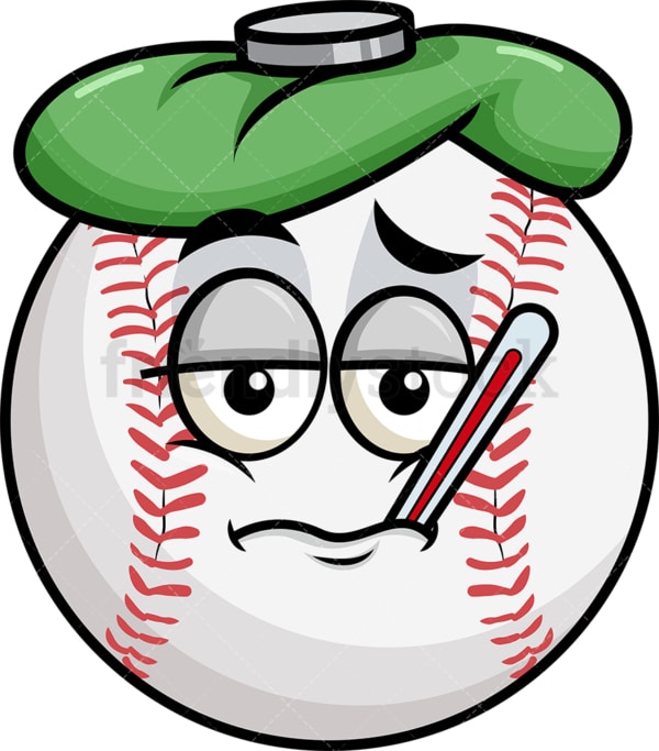 Feverish Sick Baseball Emoji Cartoon Vector Clipart - FriendlyStock
