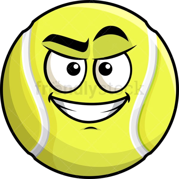 Cunning Evil Face Tennis Ball Emoji Cartoon Clipart Vector - FriendlyStock