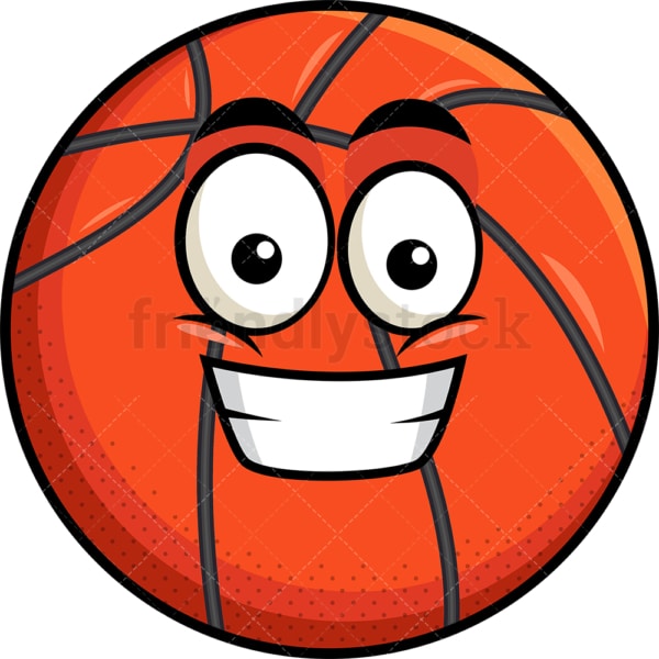 Grinning Basketball Emoji Cartoon Clipart Vector - FriendlyStock
