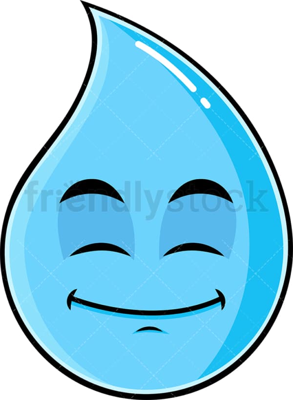 Happy Looking Raindrop Emoji Cartoon Clipart Vector - FriendlyStock