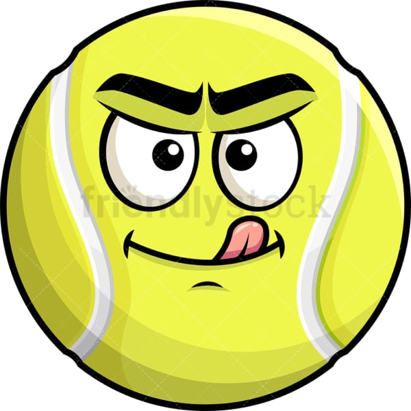 Evil Look Tennis Ball Emoji Cartoon Clipart Vector - FriendlyStock