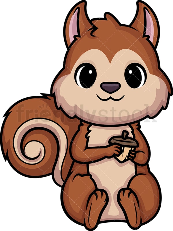 Chibi Kawaii Squirrel Clipart Cartoon Vector - FriendlyStock