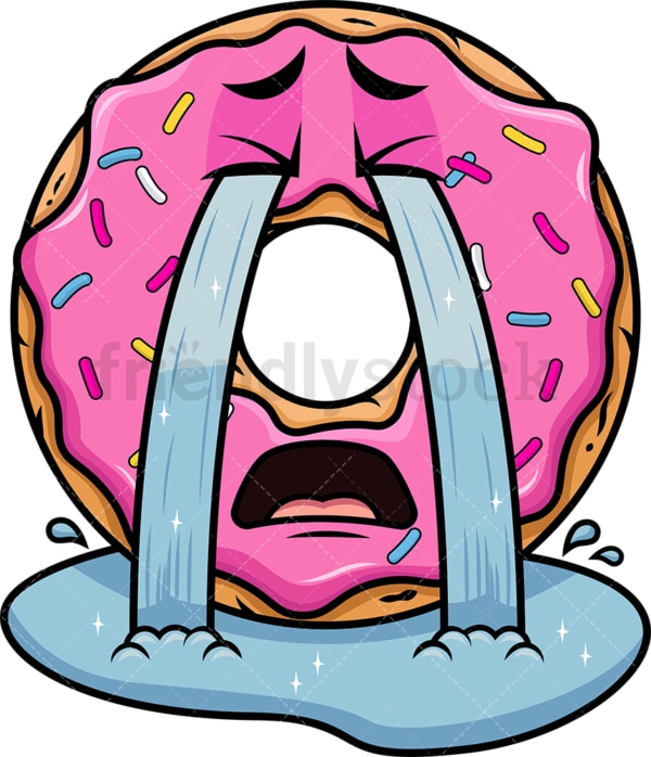 Crying Out Loud Donut Emoji Cartoon Clipart Vector - FriendlyStock