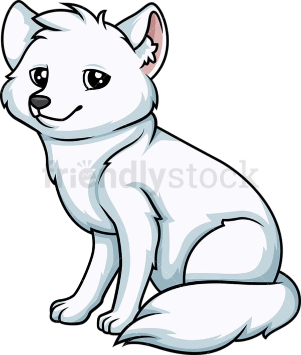 White Fox Sitting Down Cartoon Clipart Vector - FriendlyStock