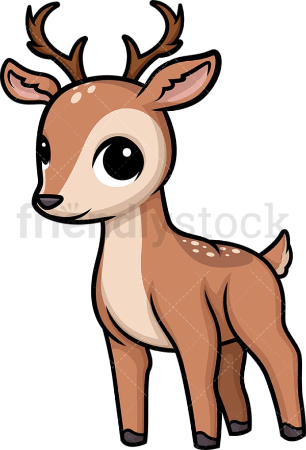 Chibi Kawaii Deer Clipart Cartoon Vector - FriendlyStock