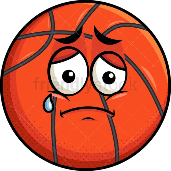 Teared Up Sad Basketball Emoji Cartoon Clipart Vector - FriendlyStock