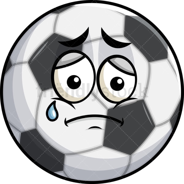 Teared Up Sad Soccer Ball Emoji Cartoon Clipart Vector - FriendlyStock