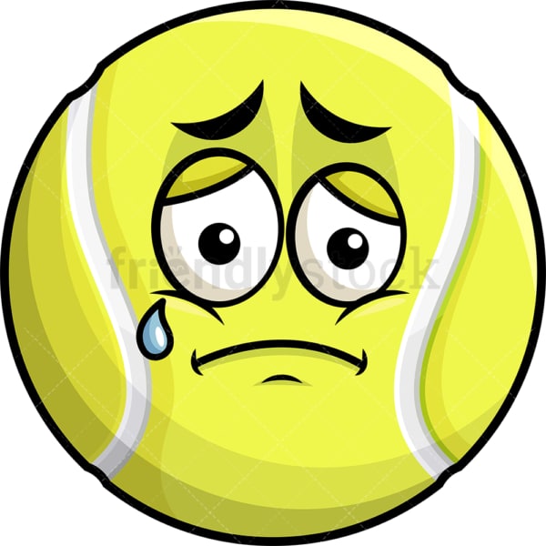 Teared Up Sad Tennis Ball Emoji Cartoon Clipart Vector - FriendlyStock