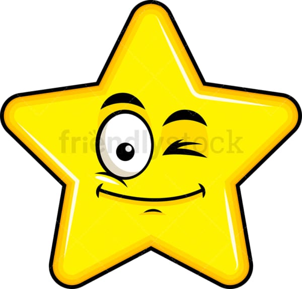 Winking Star Emoji Cartoon Clipart Vector - FriendlyStock