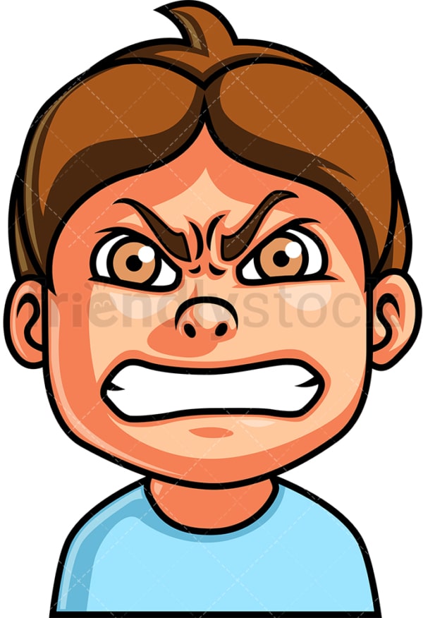 Little Boy Angry Face Cartoon Vector Clipart - FriendlyStock