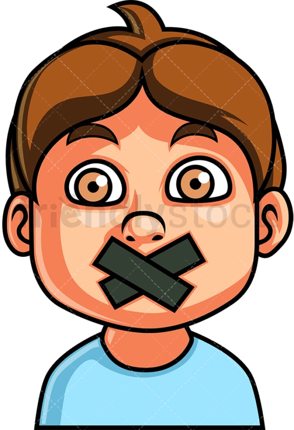Silent Little Boy Face Cartoon Vector Clipart - FriendlyStock