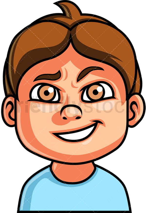 Little Boy Cunning Face Cartoon Vector Clipart - FriendlyStock