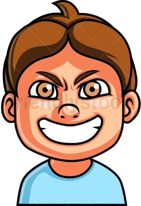 Little Boy Evil Face Cartoon Vector Clipart - FriendlyStock