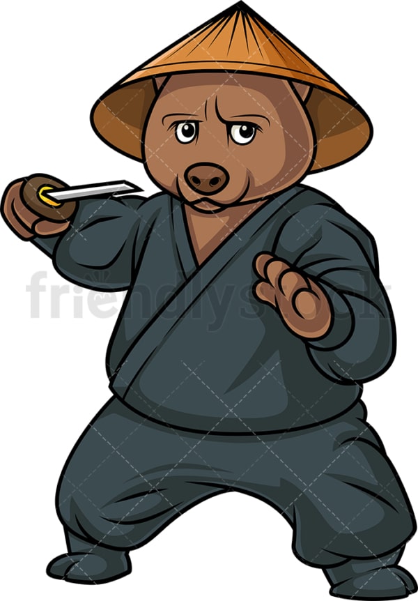 Ninja Bear Cartoon Clipart Vector - FriendlyStock