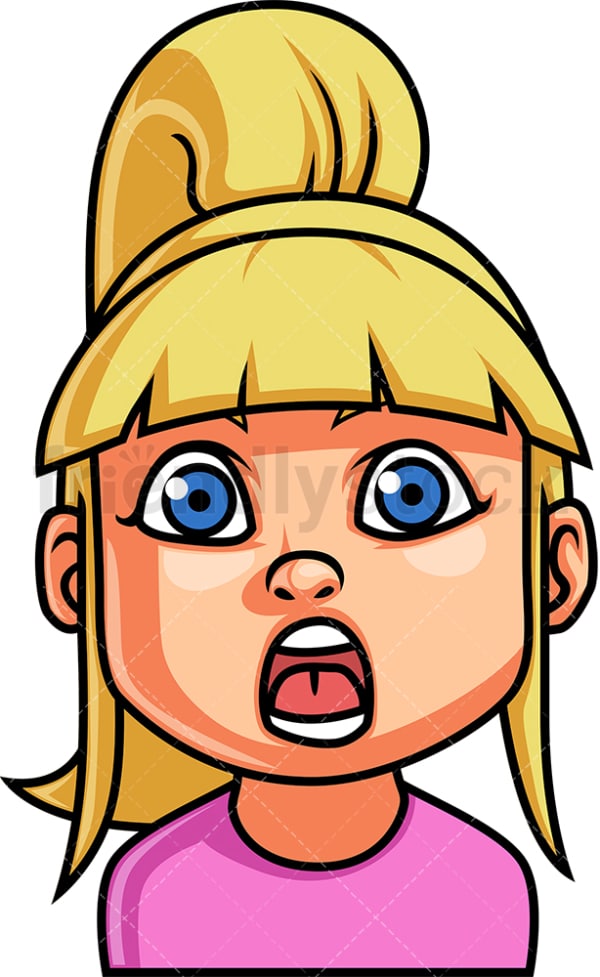 Little Girl Shocked Face Cartoon Vector Clipart - FriendlyStock