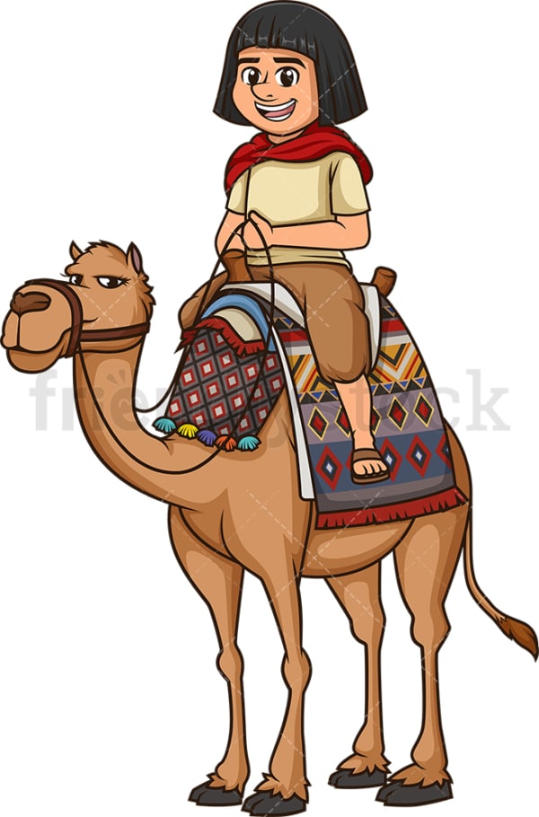 Egyptian Man Riding A Camel Cartoon Clipart Vector - FriendlyStock