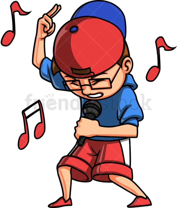 Kid Singing A Rap Song Cartoon Clipart Vector - FriendlyStock