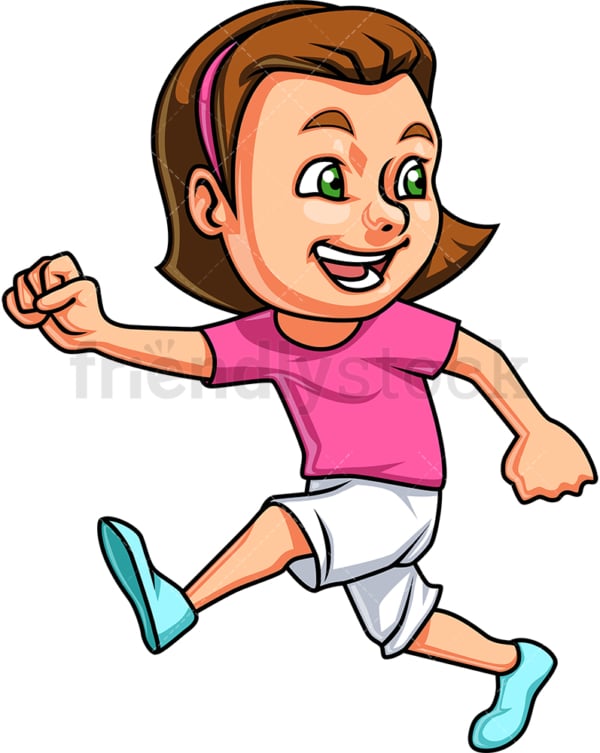 Girl Running And Laughing Cartoon Clipart Vector - FriendlyStock