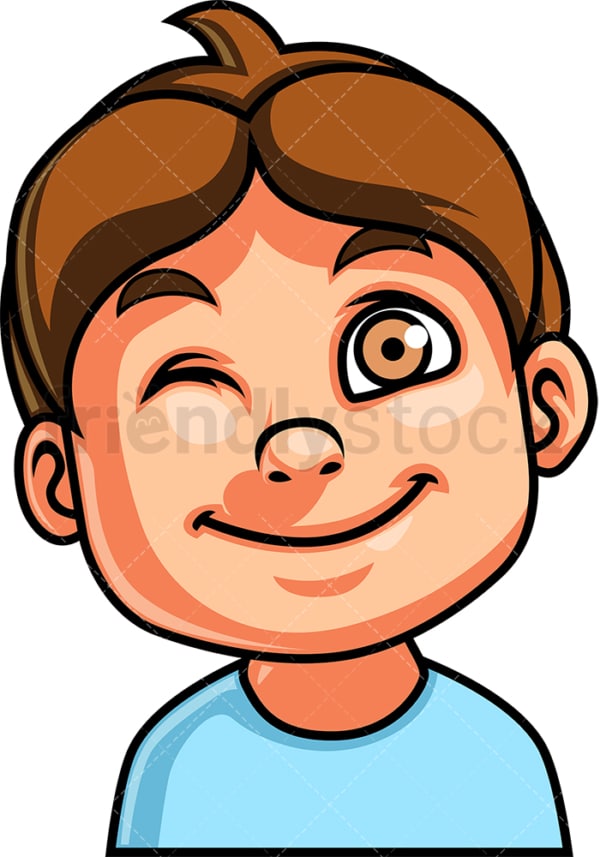 Little Boy Winking Face Cartoon Vector Clipart - FriendlyStock