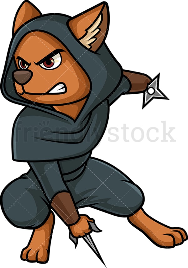 Ninja Dog Cartoon Clipart Vector - FriendlyStock