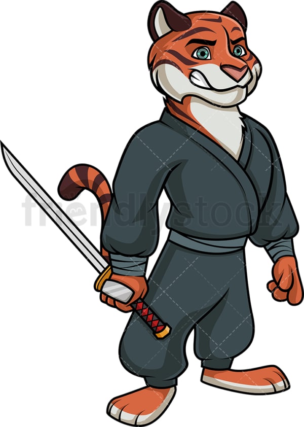 Ninja Tiger Cartoon Clipart Vector - FriendlyStock