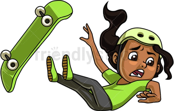Little Girl Falling Off Skateboard Cartoon Clipart Vector - FriendlyStock