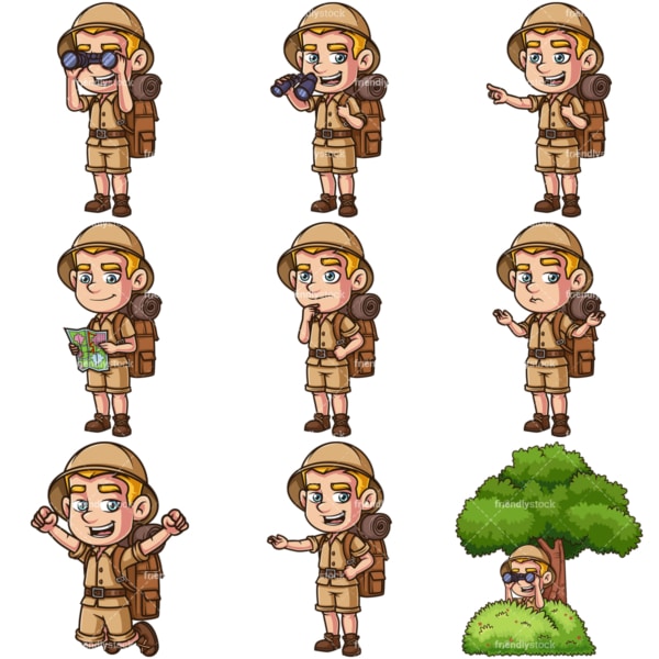 Safari Explorer Pointing In The Distance Cartoon Clipart Vector ...