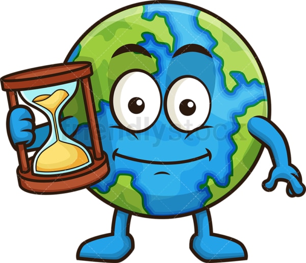 Earth Holding An Hourglass Cartoon Clipart Vector - FriendlyStock
