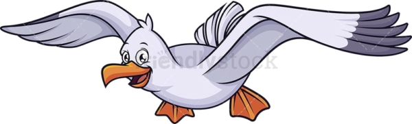 Flying Seagull Cartoon Clipart Vector - FriendlyStock
