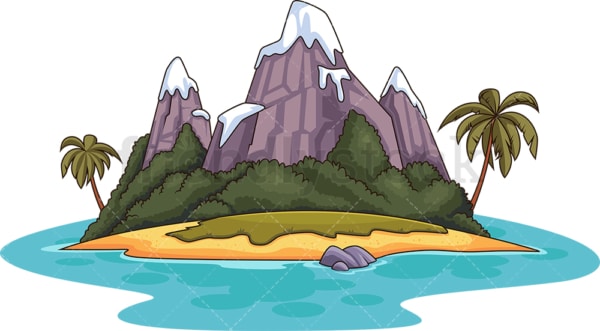 Smal Tropical Island Cartoon Clipart Vector - FriendlyStock
