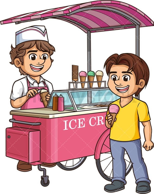 Man Selling Ice Cream Cartoon Clipart Vector - FriendlyStock