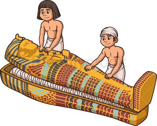 Egyptians Closing A Sarcophagus Cartoon Vector Clipart - FriendlyStock