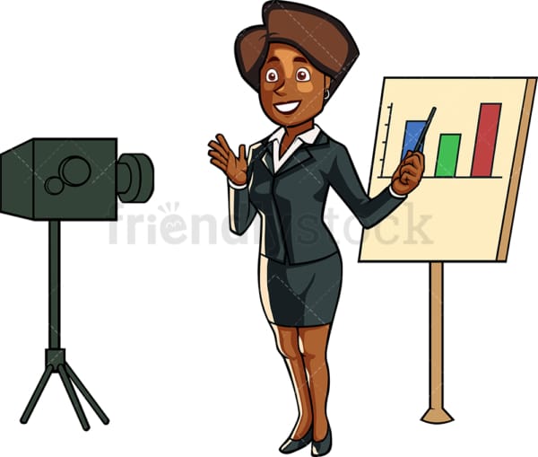 Black Business Woman Conference Call Cartoon Vector Clipart - FriendlyStock