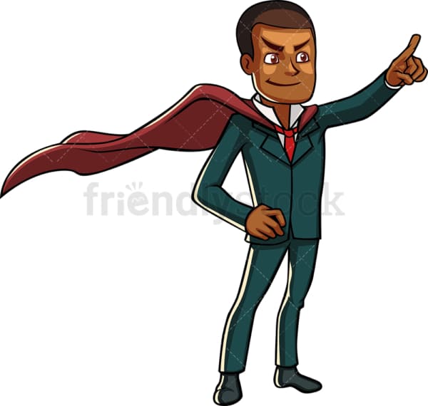 Black Businessman With Superhero Cape Cartoon Vector Clipart ...