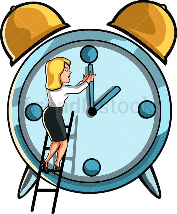 Business Woman Trying To Go Back In Time Cartoon Vector Clipart ...