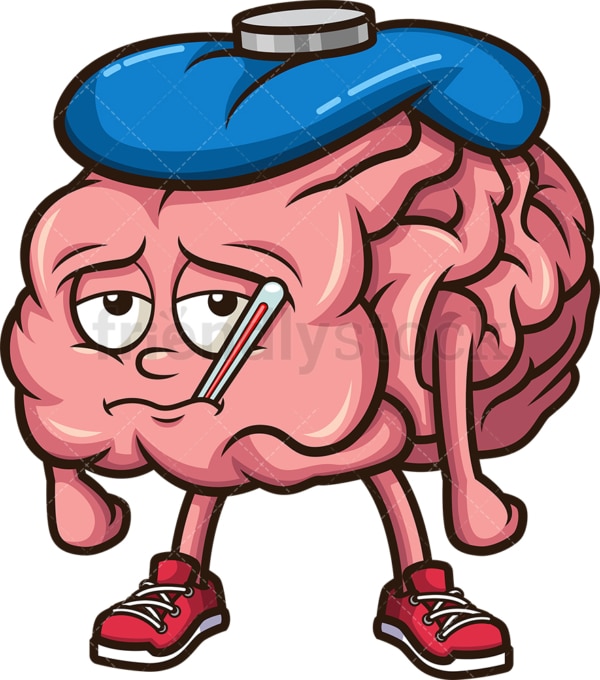 Sick Brain Cartoon Clipart Vector - FriendlyStock