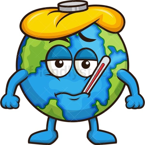 Sick Earth Cartoon Clipart Vector - FriendlyStock