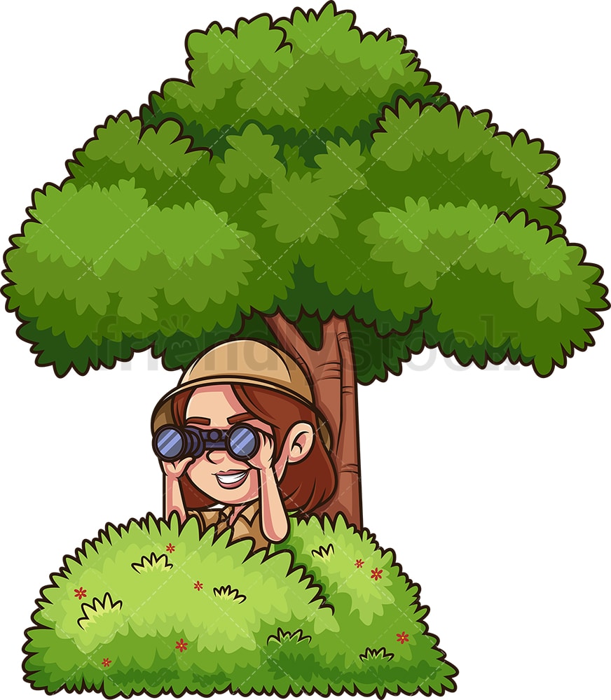 Hidden Female Explorer Cartoon Clipart Vector - FriendlyStock