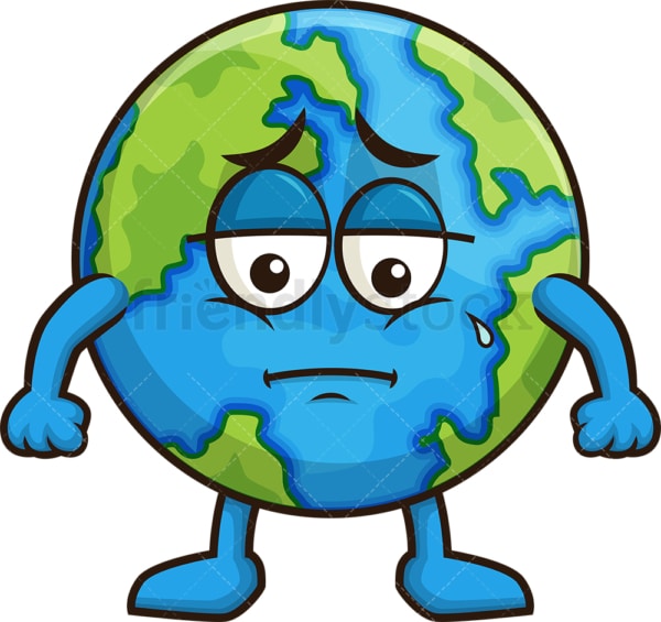 Sad Earth Cartoon Clipart Vector - FriendlyStock