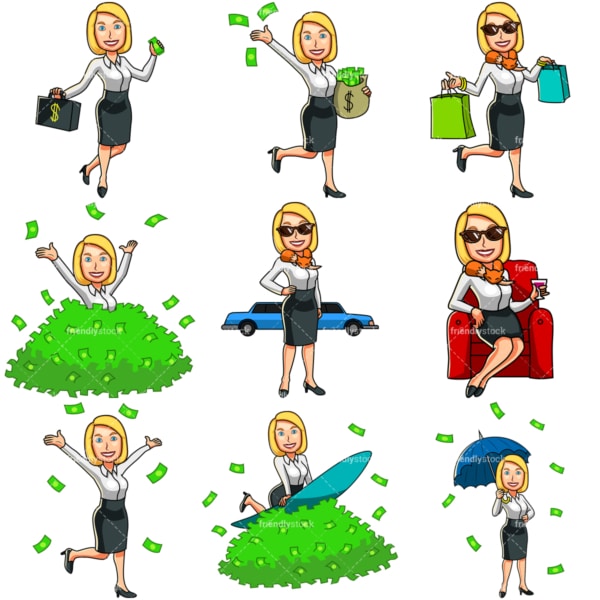 9 Money Cartoon Images Of A Wealthy Woman - FriendlyStock