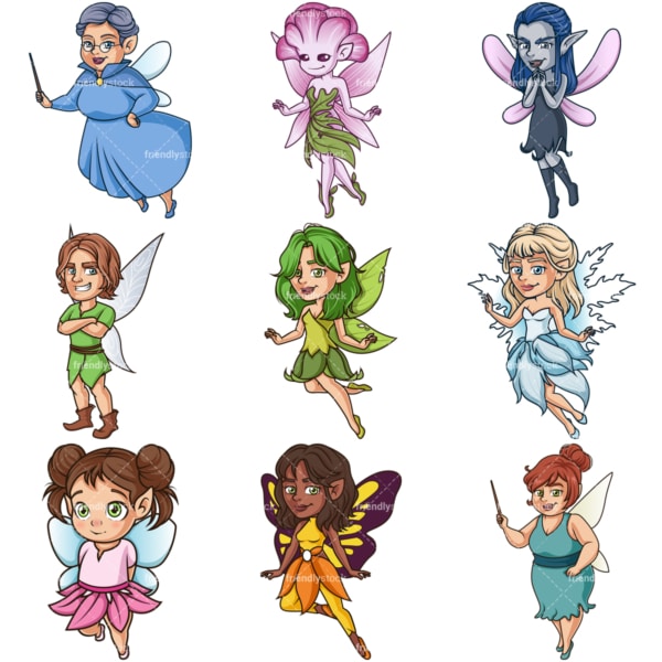 Green Fairy Cartoon Clipart Vector - FriendlyStock