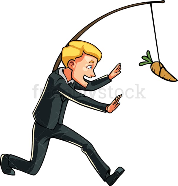 Businessman Chasing Carrot On A Stick Cartoon Vector Clipart ...
