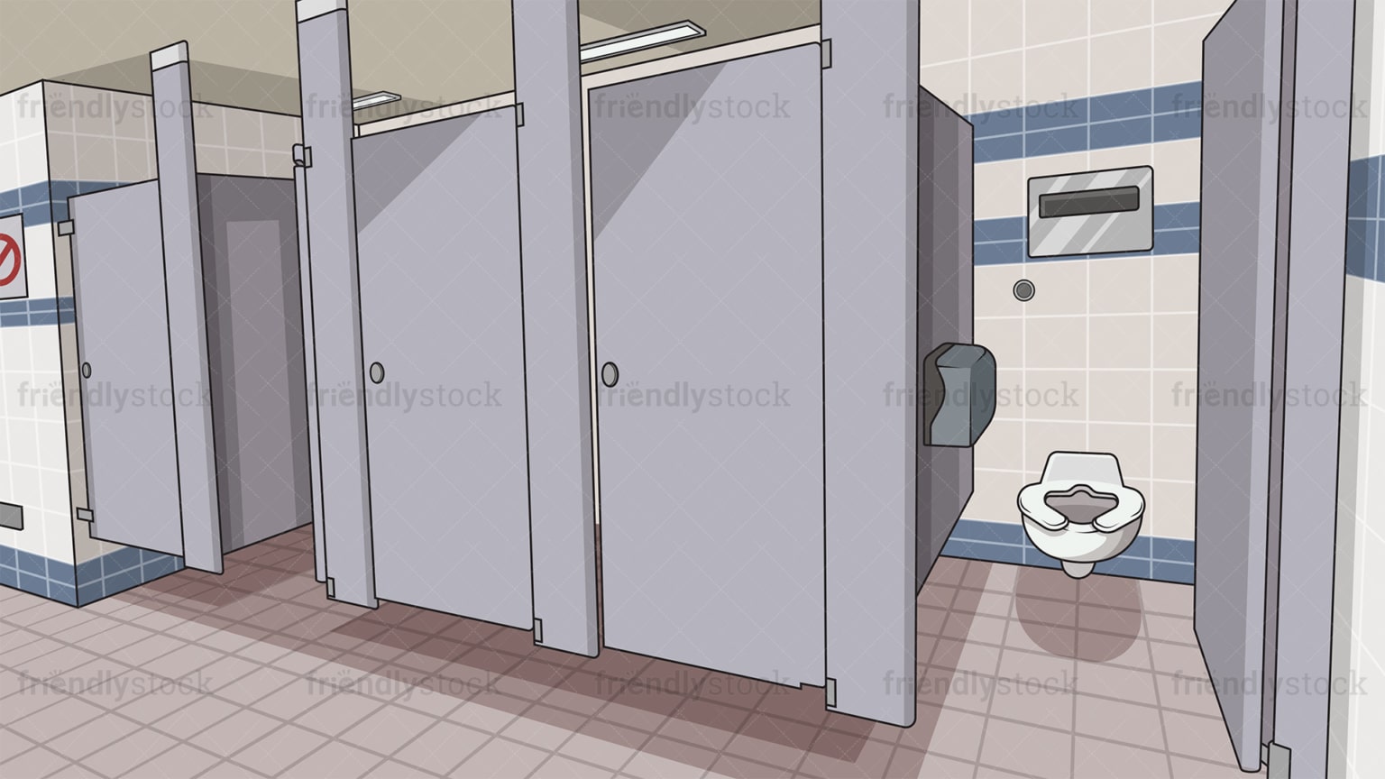 Public Toilets Background Cartoon Vector Clipart - FriendlyStock
