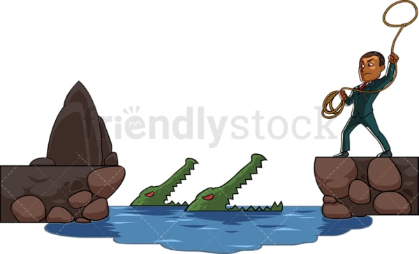 Black Businessman Finding A Way Forward Cartoon Vector Clipart ...