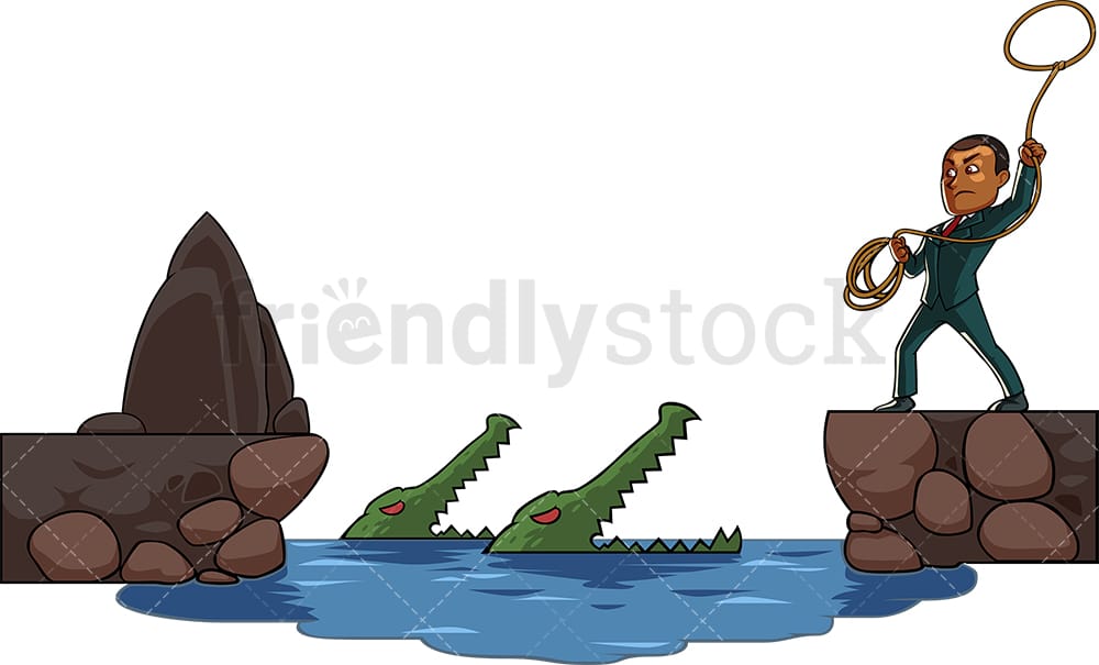 Black Businessman Finding A Way Forward Cartoon Vector Clipart ...