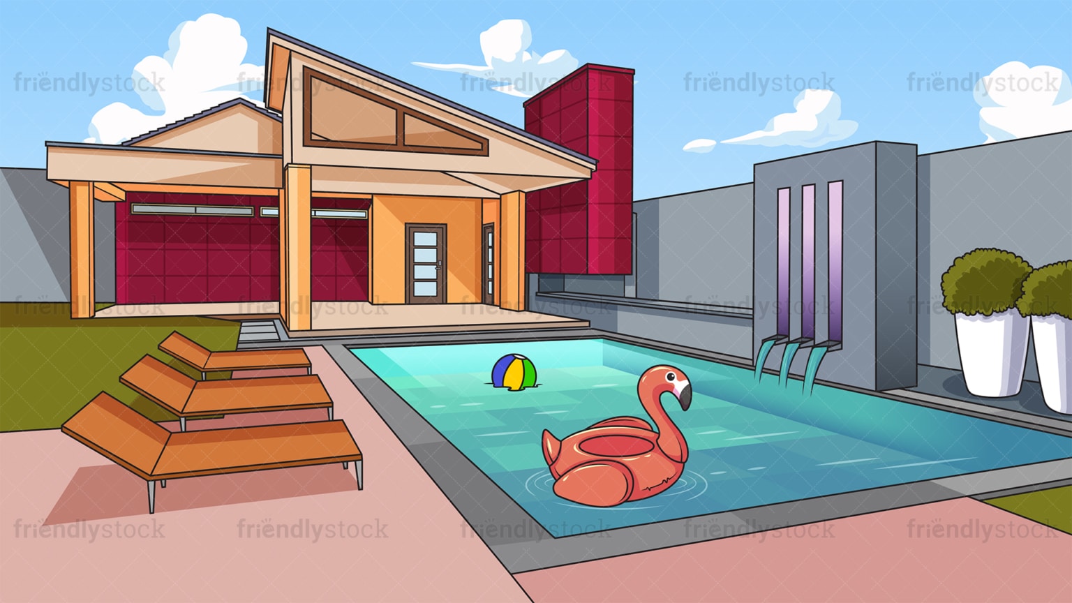 Private Backyard Swimming Pool Background Cartoon Vector Clipart ...