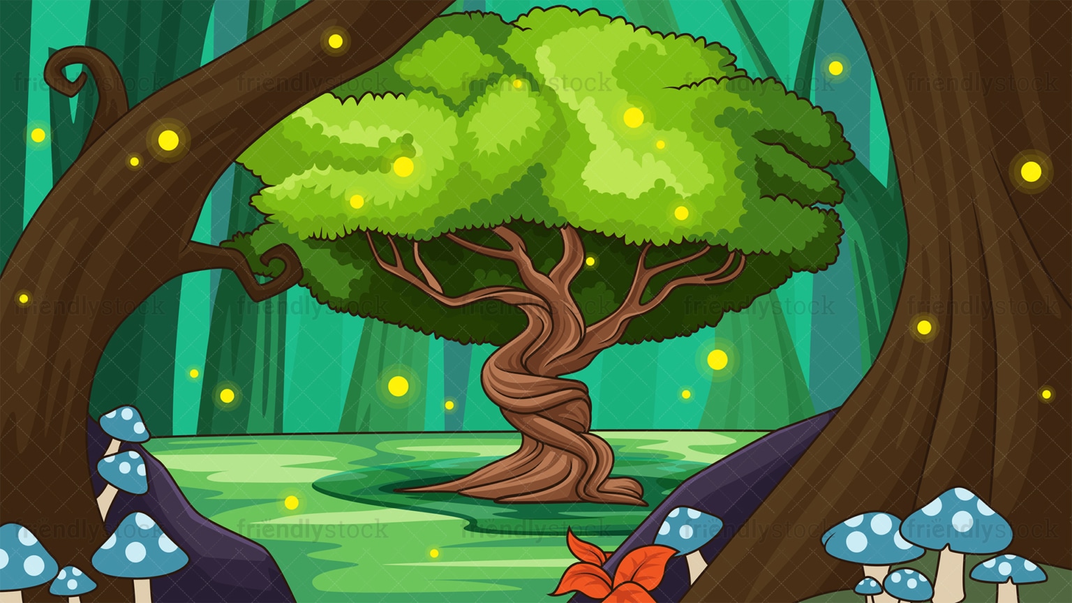 Tree Of Life Background Cartoon Vector Clipart - FriendlyStock