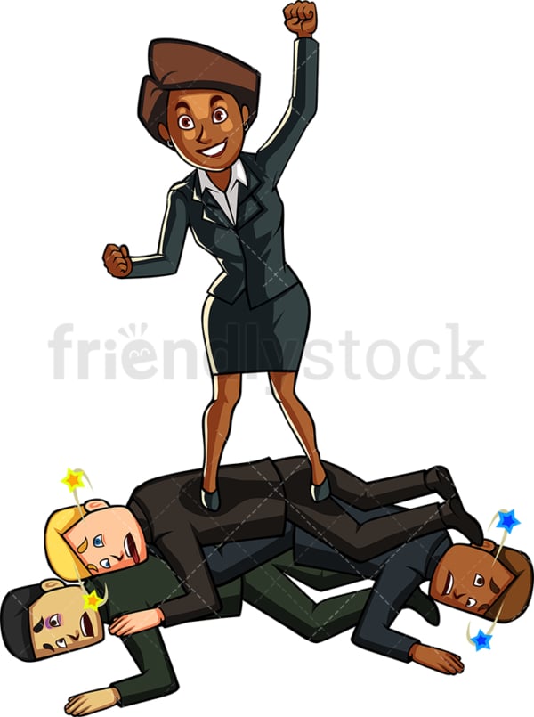 Black Businesswoman Beating Competition Cartoon Vector Clipart ...