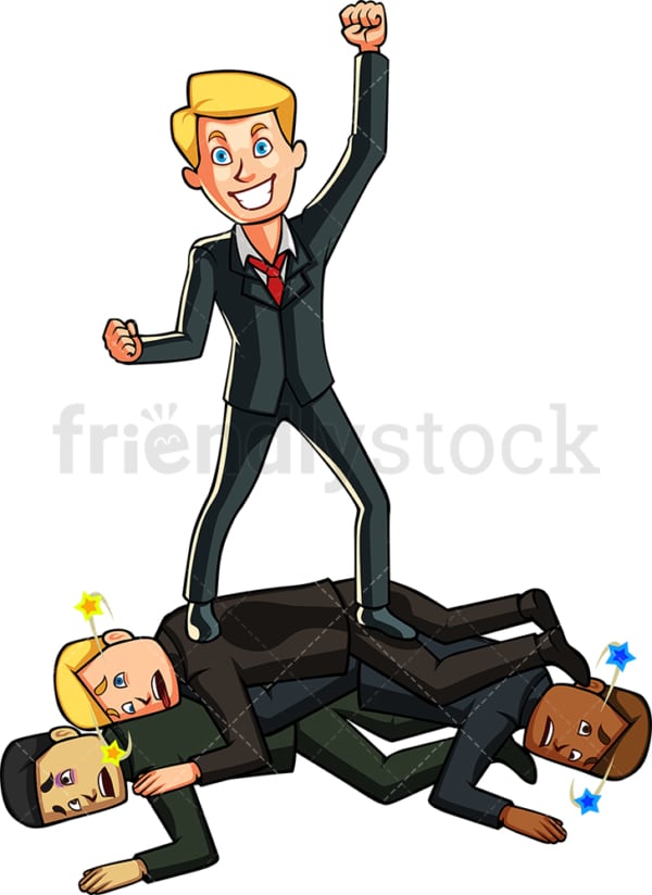 Businessman Defeating Competition Cartoon Vector Clipart - FriendlyStock