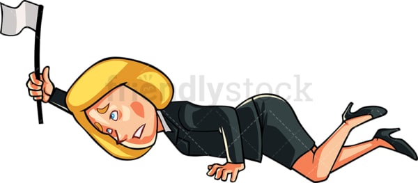 Defeated Businesswoman With White Flag Cartoon Vector Clipart ...